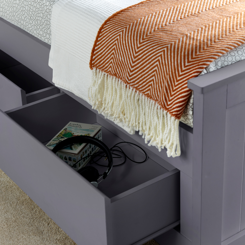 Enoch Wooden Single Bed With 3 Drawers In Grey