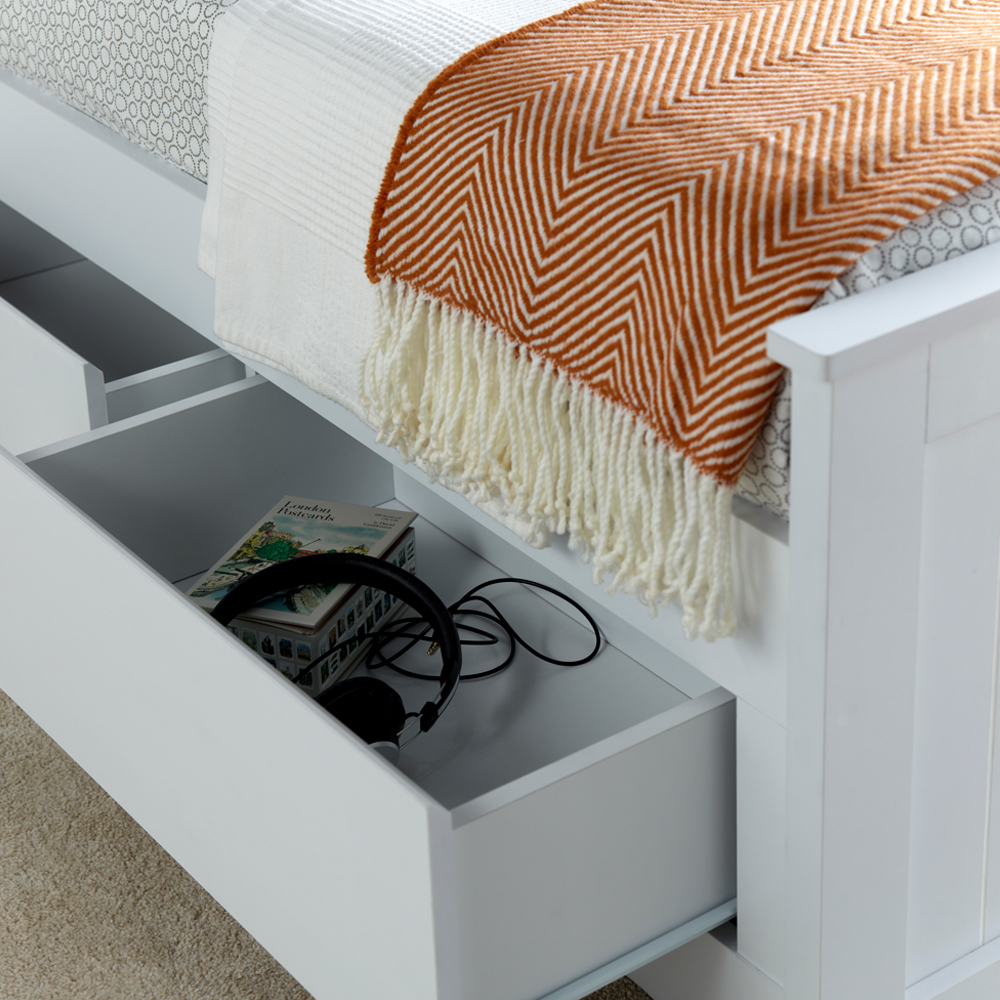 Enoch Wooden Single Bed With 3 Drawers In White
