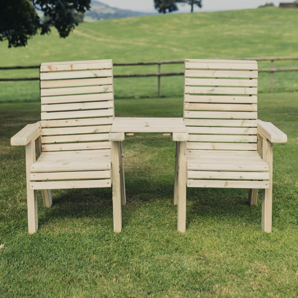 Erog Wooden Garden Straight Love Seat In Natural