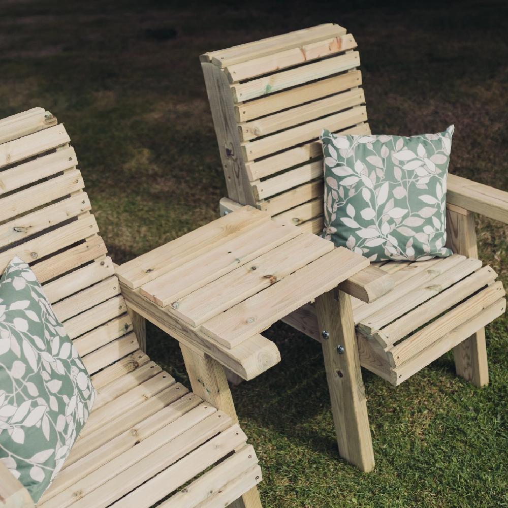 Erog Wooden Garden Straight Love Seat In Natural