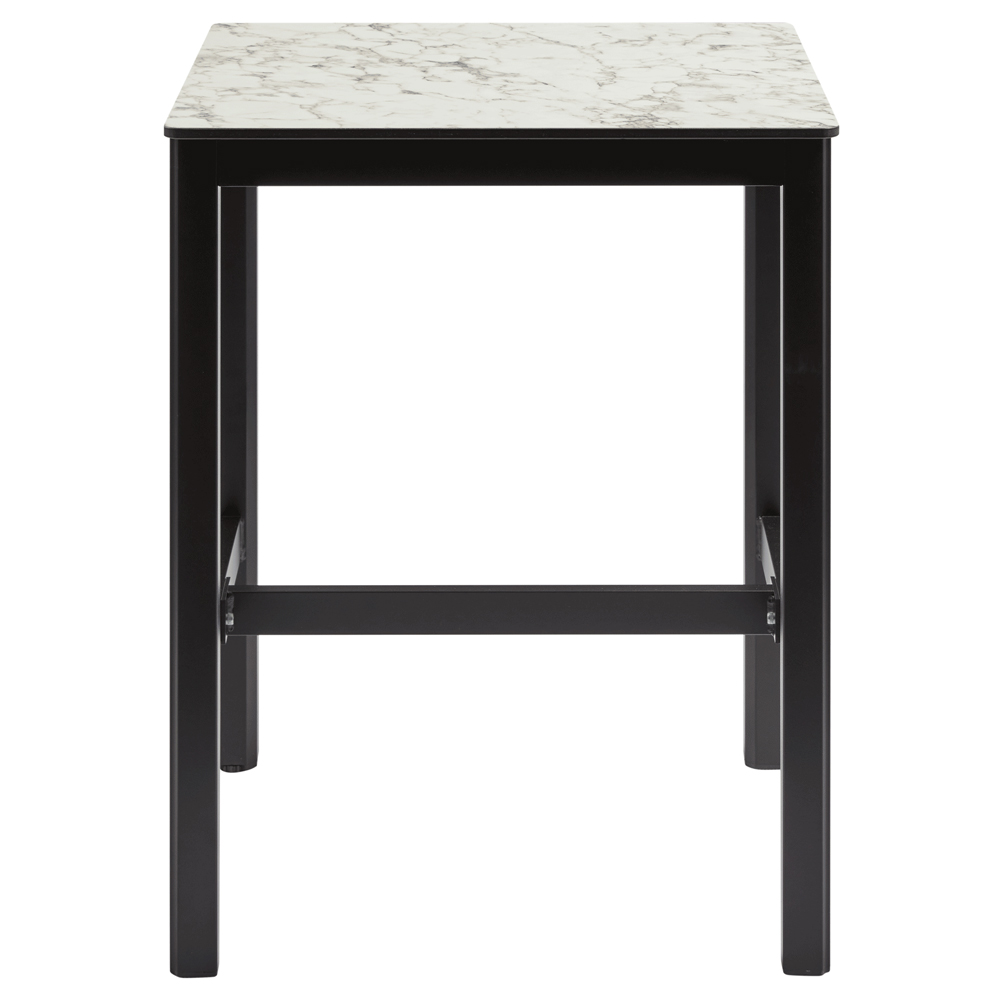 Extro 80cm Wooden Mid Bar Table In White Carrara Marble