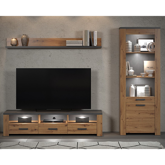 Fero Living Furniture Set In Artisan Oak And Matera With LED