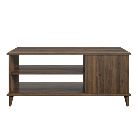 Ferris Wooden Coffee Table With 2 Shelves In Walnut
