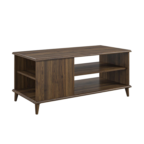 Ferris Wooden Coffee Table With 2 Shelves In Walnut