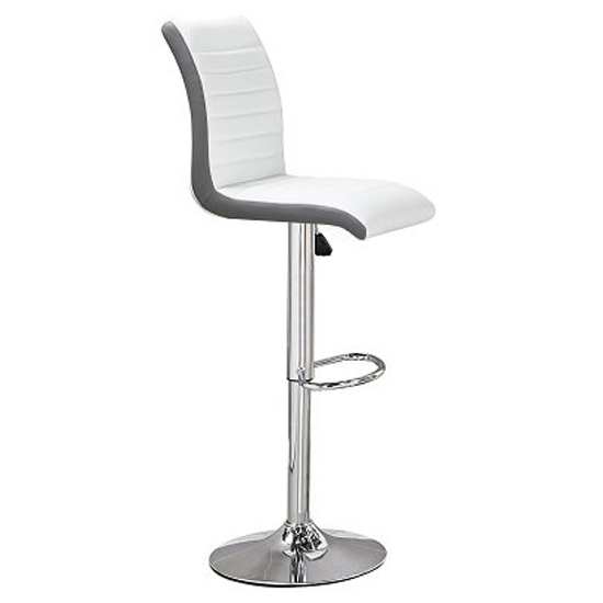 Fiesta White High Gloss Bar Table With 2 Ritz White Grey Stools ...