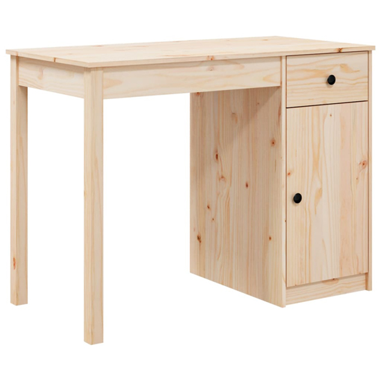 Finlay Pine Wood Laptop Desk With 1 Door 1 Drawer In Natural ...