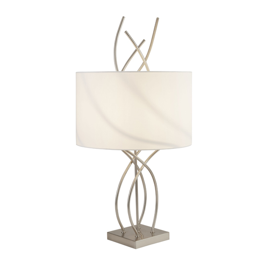 Flame Table Lamp In White With Stainless Steel Base | Furniture in Fashion