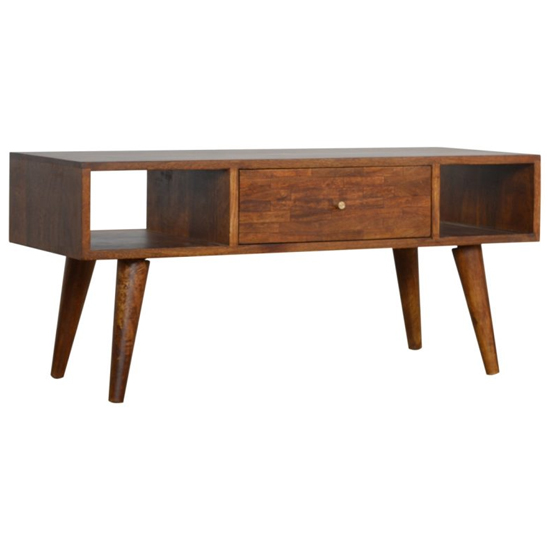 Flee Wooden Mixed Pattern Coffee Table In Chestnut