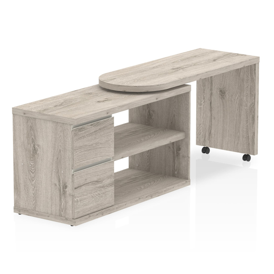 Fleur Wooden Rotating Storage Computer Desk In Grey Oak | Furniture in ...