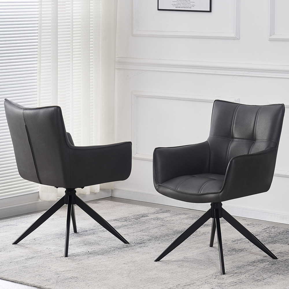 Flint Dark Grey PU Leather Dining Chairs With … | Furniture in Fashion