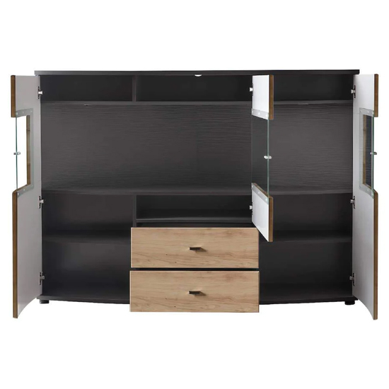 Flint Wooden Display Cabinet In Artisan Oak With LED Lighting ...