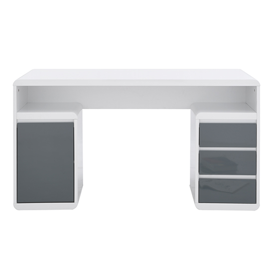 Florentine High Gloss Computer Desk In White And Grey | Furniture in ...