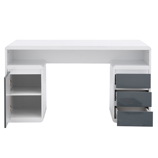 Florentine High Gloss Computer Desk In White And Grey | Furniture in ...