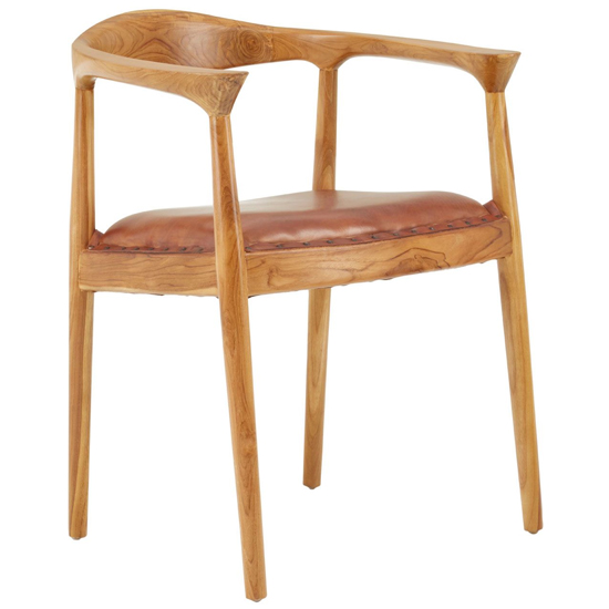Formosa Brown Leather Accent Chair With Wooden Frame