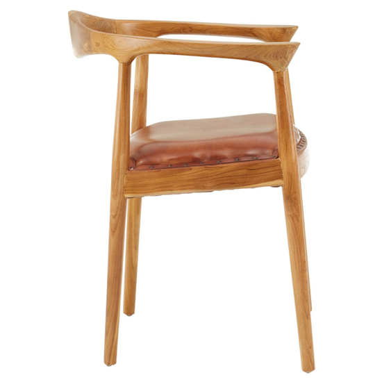 Formosa Brown Leather Accent Chair With Wooden Frame