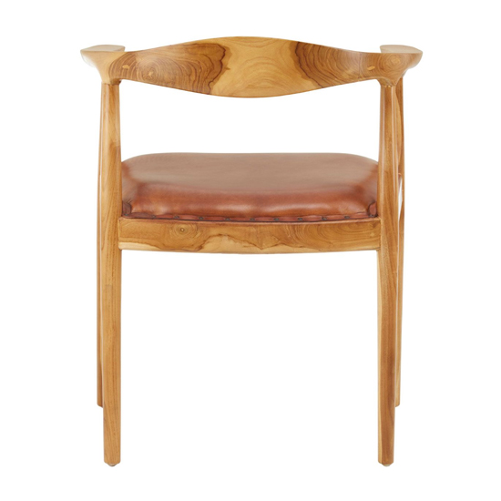 Formosa Brown Leather Accent Chair With Wooden Frame | Furniture in Fashion