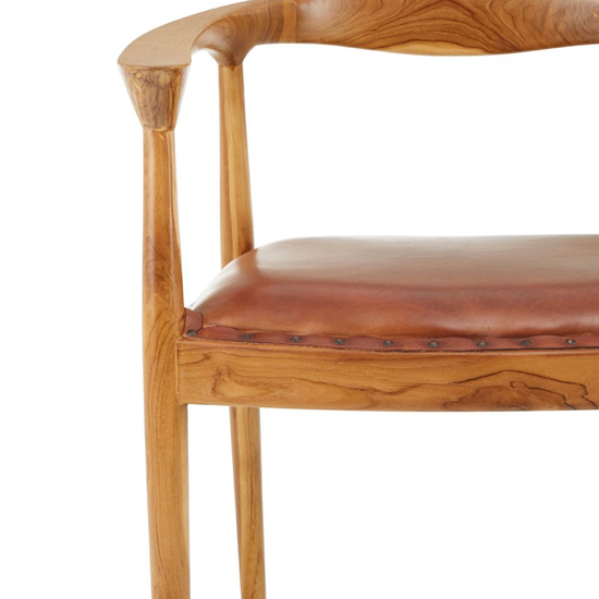 Formosa Brown Leather Accent Chair With Wooden Frame