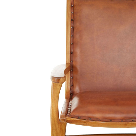 Formosa Brown Leather Bedroom Chair With Wooden Frame