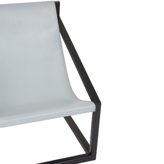 Formosa Grey Leather Bedroom Chair In Black Cubic Wooden Frame ...