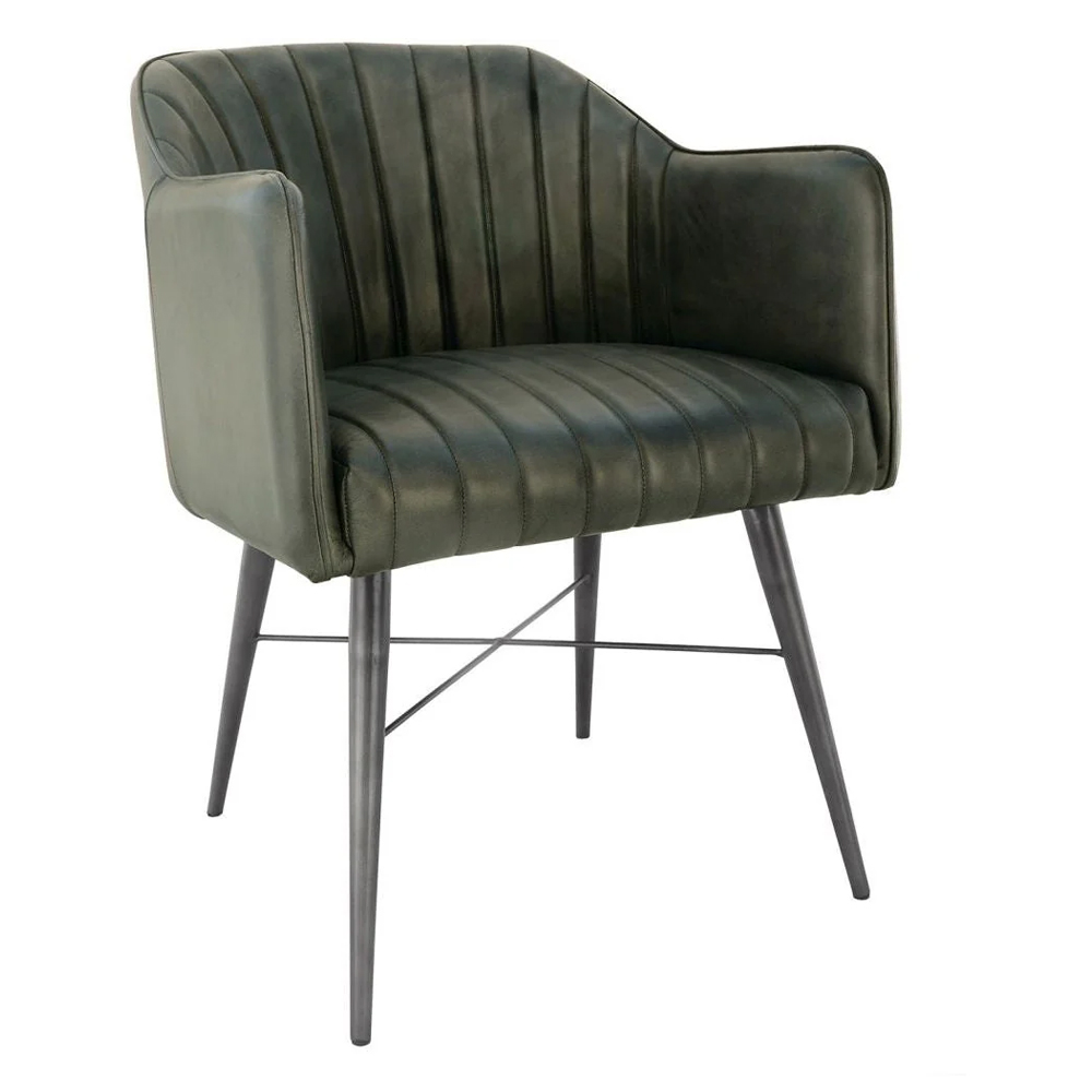 Fraser Leather Dining Chair With Metal Legs In Light Grey | Furniture ...