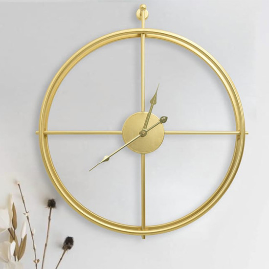 Froim Round Metal Wall Clock In Gold | Furniture in Fashion