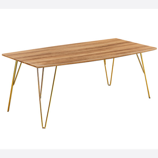 Fuzion Rectangular Wooden Coffee Table With Gold Legs In Oak
