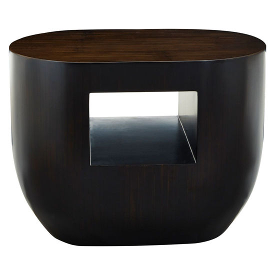 Gablet Oblong Design Wooden Side Table In Dark Brown