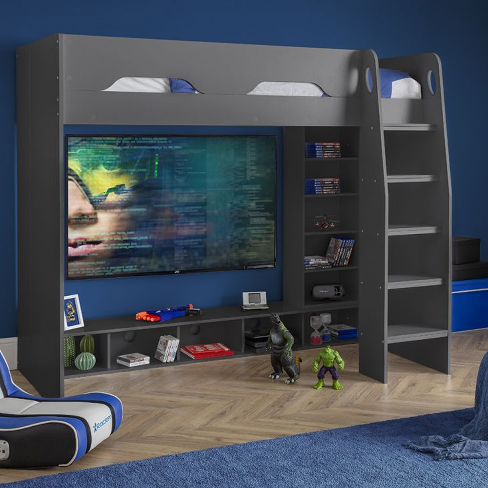 Galva Wooden Gaming Bunk Bed With Ladder In Anthracite | Furniture in ...