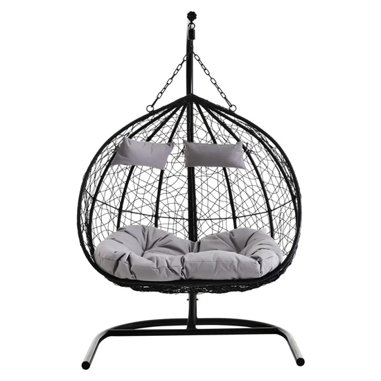 Gazit Outdoor Double Hanging Chair With U Shaped Base In Black