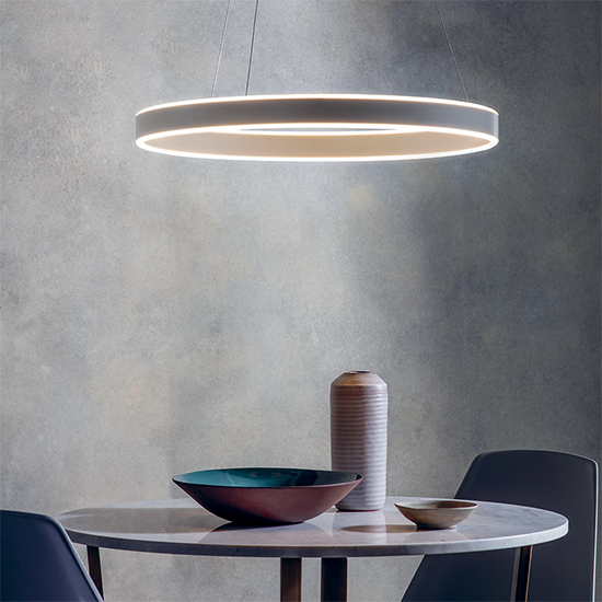 Gen LED Ring Pendant Light In Matt White With Frosted Diffuser ...