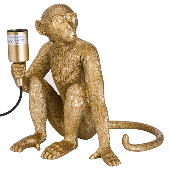 Georgia Resin Monkey Table Lamp In Antique Gold | FiF