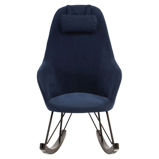 Giausar Upholstered Fabric Rocking Chair In Blue