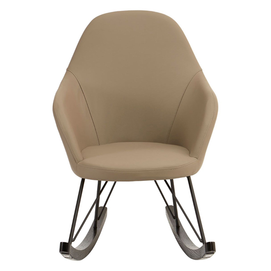 Giausar Upholstered Faux Leather Rocking Chair In Light Grey