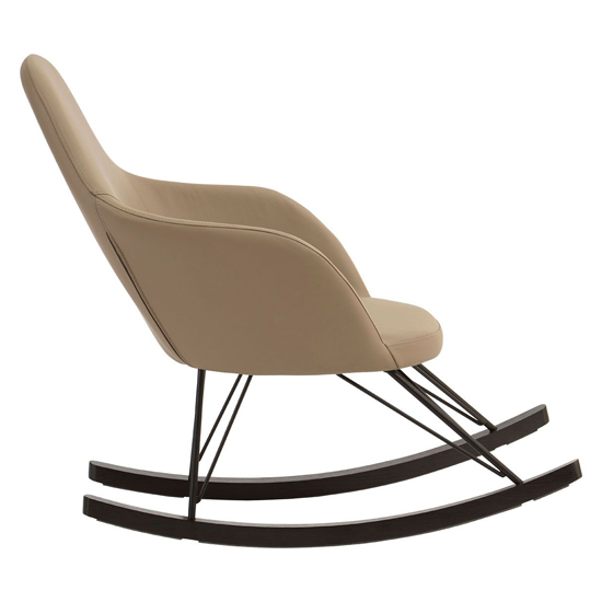 Giausar Upholstered Faux Leather Rocking Chair In Light Grey