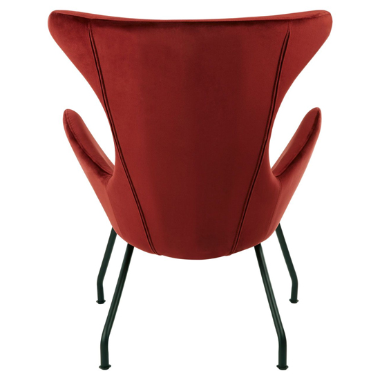 Giausar Velvet Bedroom Chair With Black Metal legs In Red | Furniture ...