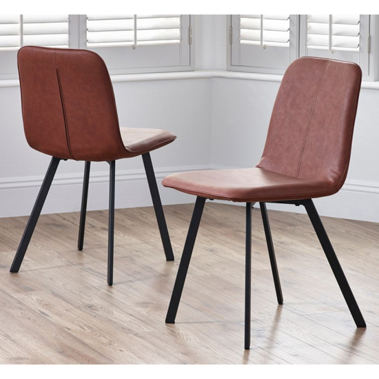 Gilford Antique Brown Faux Leather Dining Chairs In Pair | Furniture in ...
