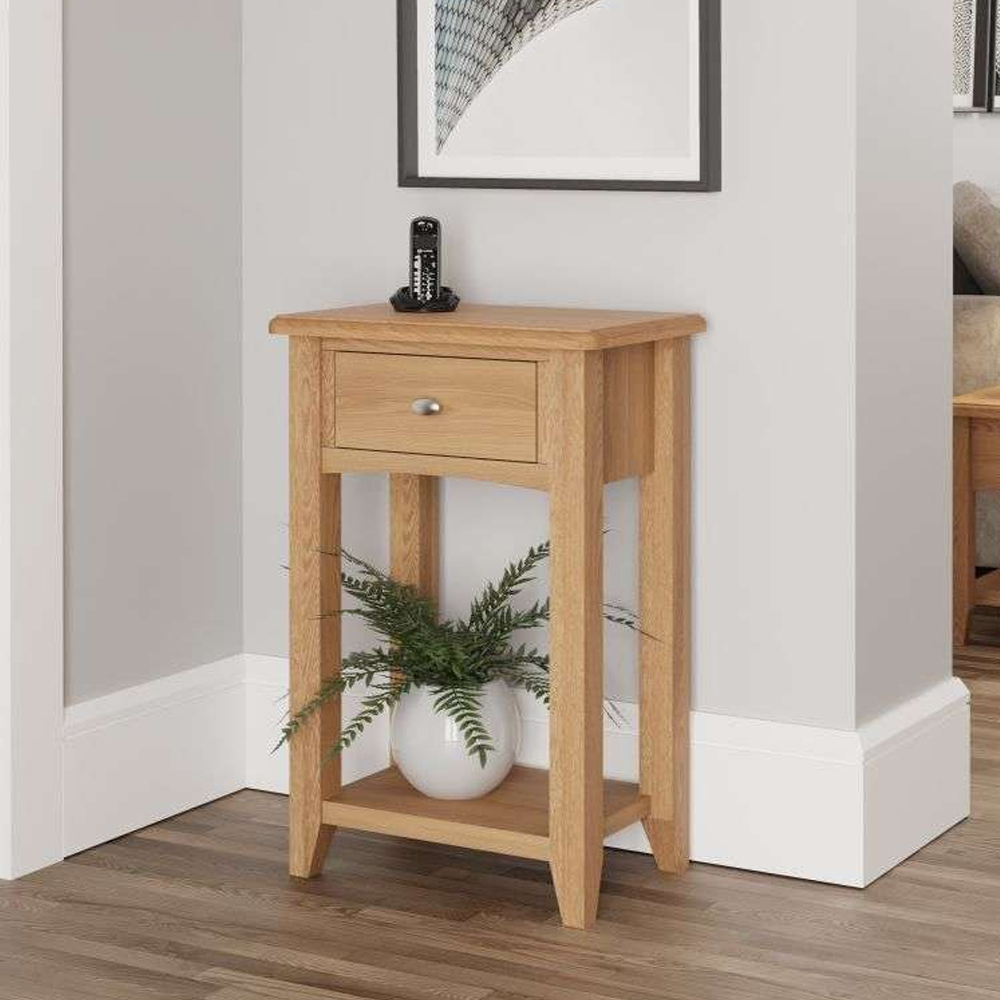 Gilford Wooden Telephone Table With 1 Drawer In Light Oak | Furniture ...