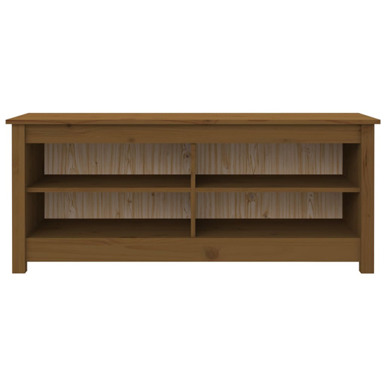 Ginny Pine Wood Shoe Storage Bench In Honey Brown | Furniture in Fashion