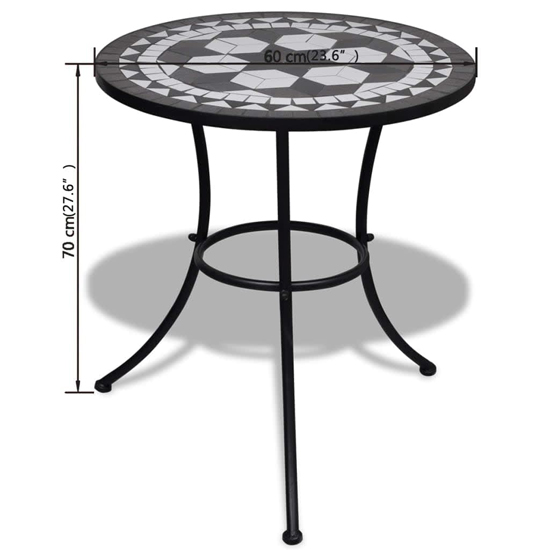 Gino Ceramic Tile Top Bistro Set Round In Black And White