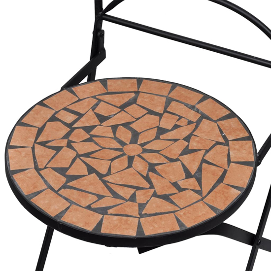 Gino Ceramic Tile Top Bistro Set Round In Terracotta
