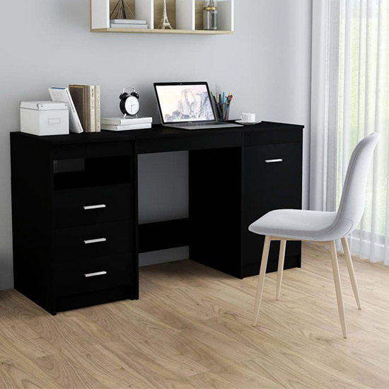 Giolla Wooden Computer Desk With 1 Door 3 Drawers In White | Furniture ...