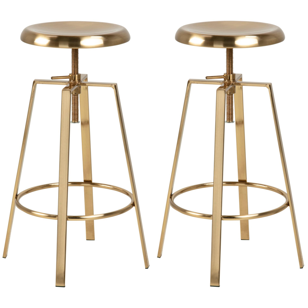 Goliad Brushed Gold Metal Bar Stools In Pair