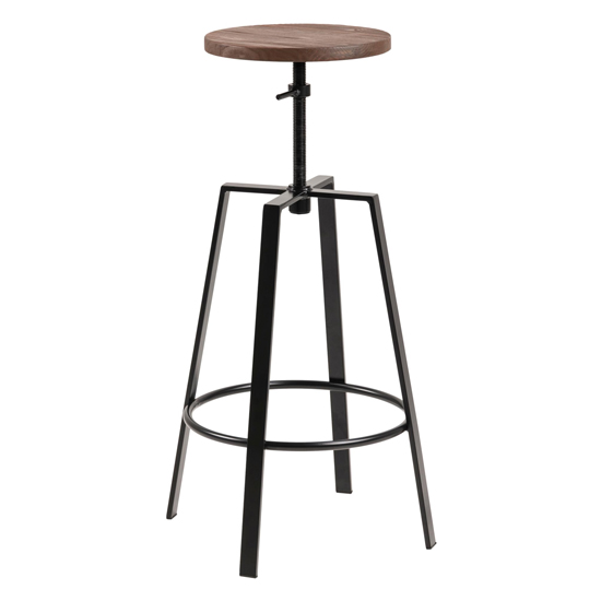 Goliad Round Wooden Bar Stool In Elm | Furniture in Fashion