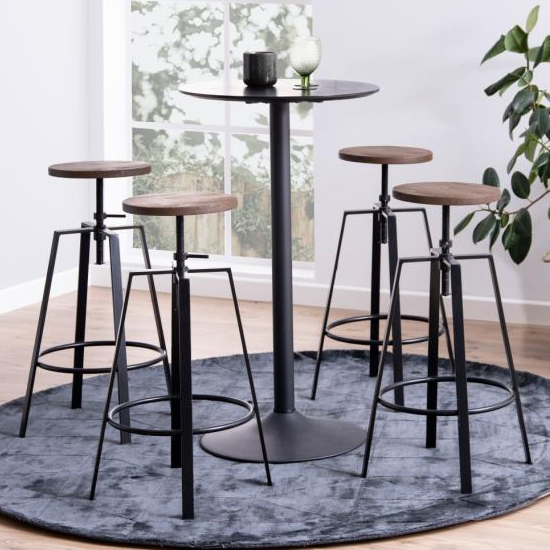 Goliad Round Wooden Bar Stool In Elm | Furniture in Fashion