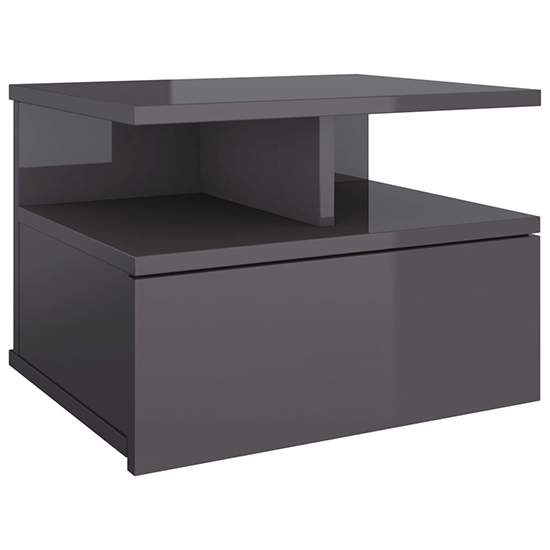 Gorlois High Gloss Floating Bedside Cabinet In Grey | Furniture in Fashion