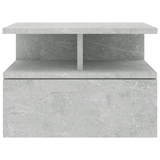 Gorlois Wooden Floating Bedside Cabinet In Concrete Effect