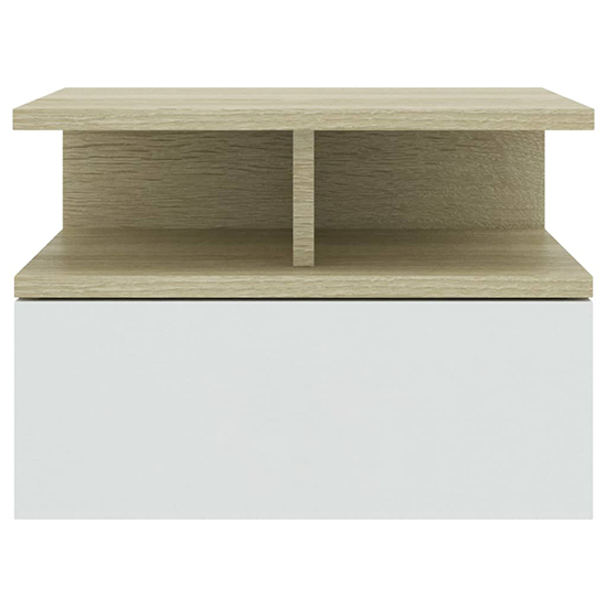 Gorlois Wooden Floating Bedside Cabinet In White Sonoma Oak | Furniture ...
