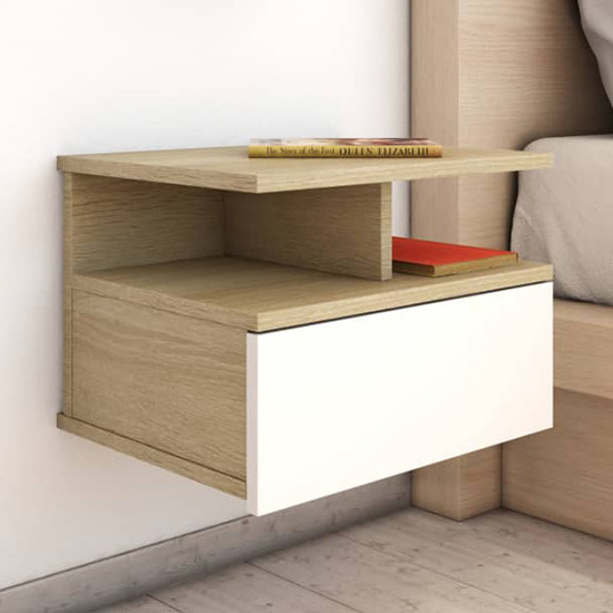 Gorlois Wooden Floating Bedside Cabinet In Concrete Effect | Furniture ...