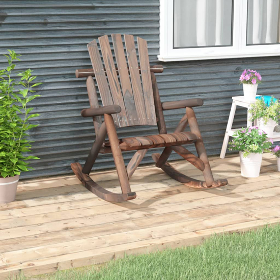 Grace Solid Wood Spruce Garden Rocking Armchair In Dark Brown ...