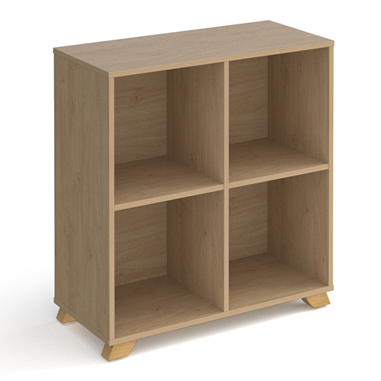 Grange Low Wooden Shelving Unit In Kendal Oak And 4 Shelves | FiF